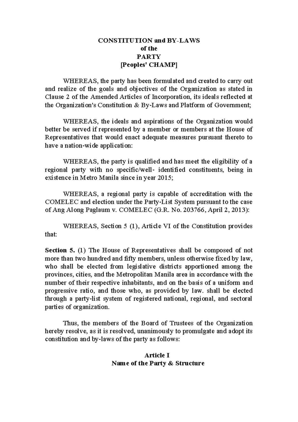 Constitution and BY-LAWS new - CONSTITUTION and BY-LAWS of the PARTY ...