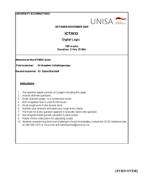 ICT2632 2022 TL 103 0 B - Assignment 1 Semester 1 Digital Logic,kindly upload the document - Studocu