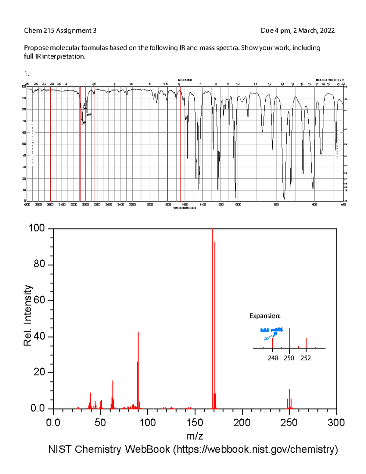 Chem 215 Assignment 3 2022 - NIST Chemistry WebBook (webbook.nist ...