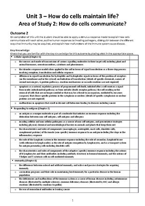 Biology Unit 3 AOS1 notes - Unit 3 – How do cells maintain life? Area ...