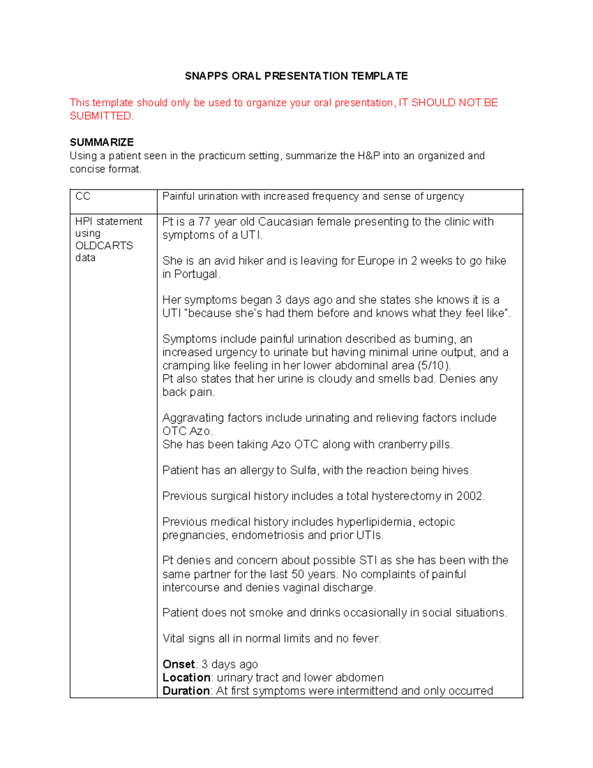 FNP NR511 Snapps Template for Oral Presentation 09-2019 - SNAPPS ORAL ...