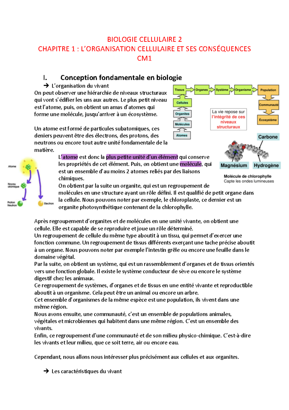 Biologie Cellulaire 2 CM1 - BIOLOGIE CELLULAIRE 2 CHAPITRE 1 : L ...