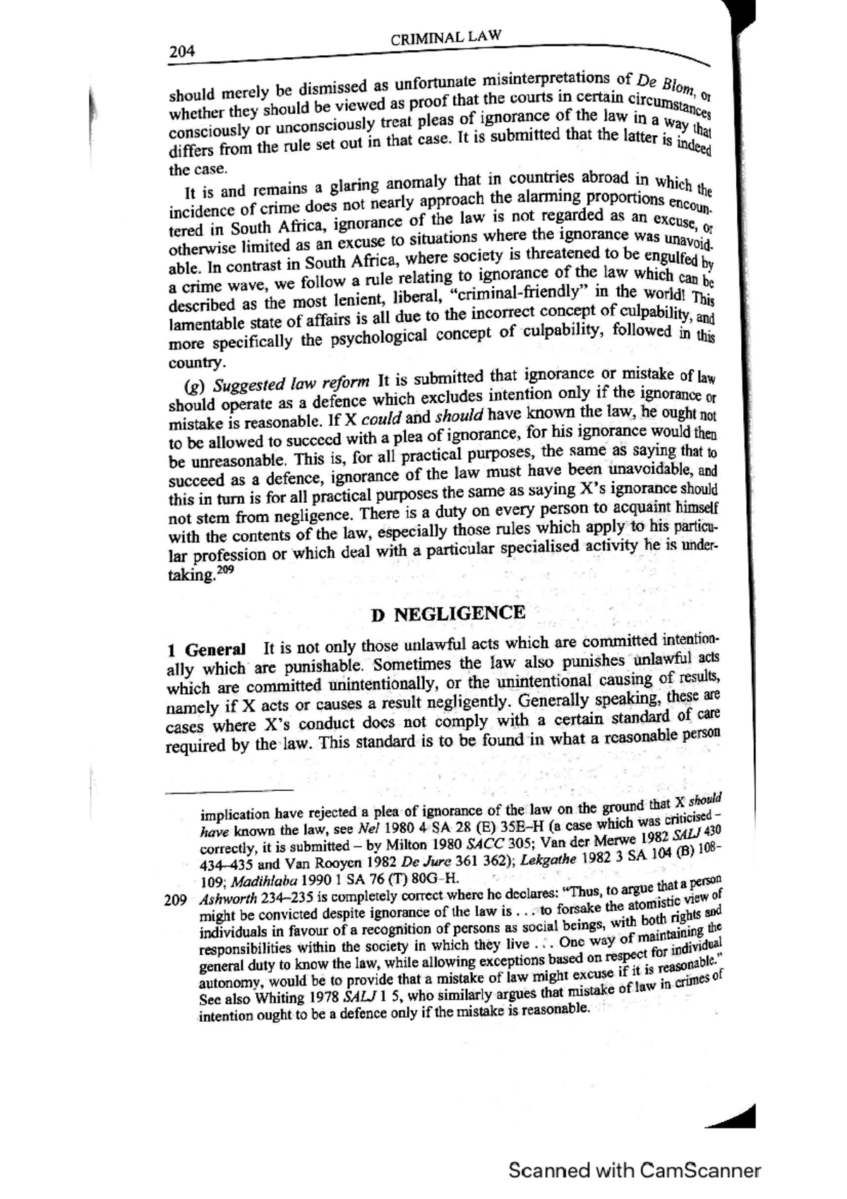 Snyman Negligence - LAWS 2014 - Studocu