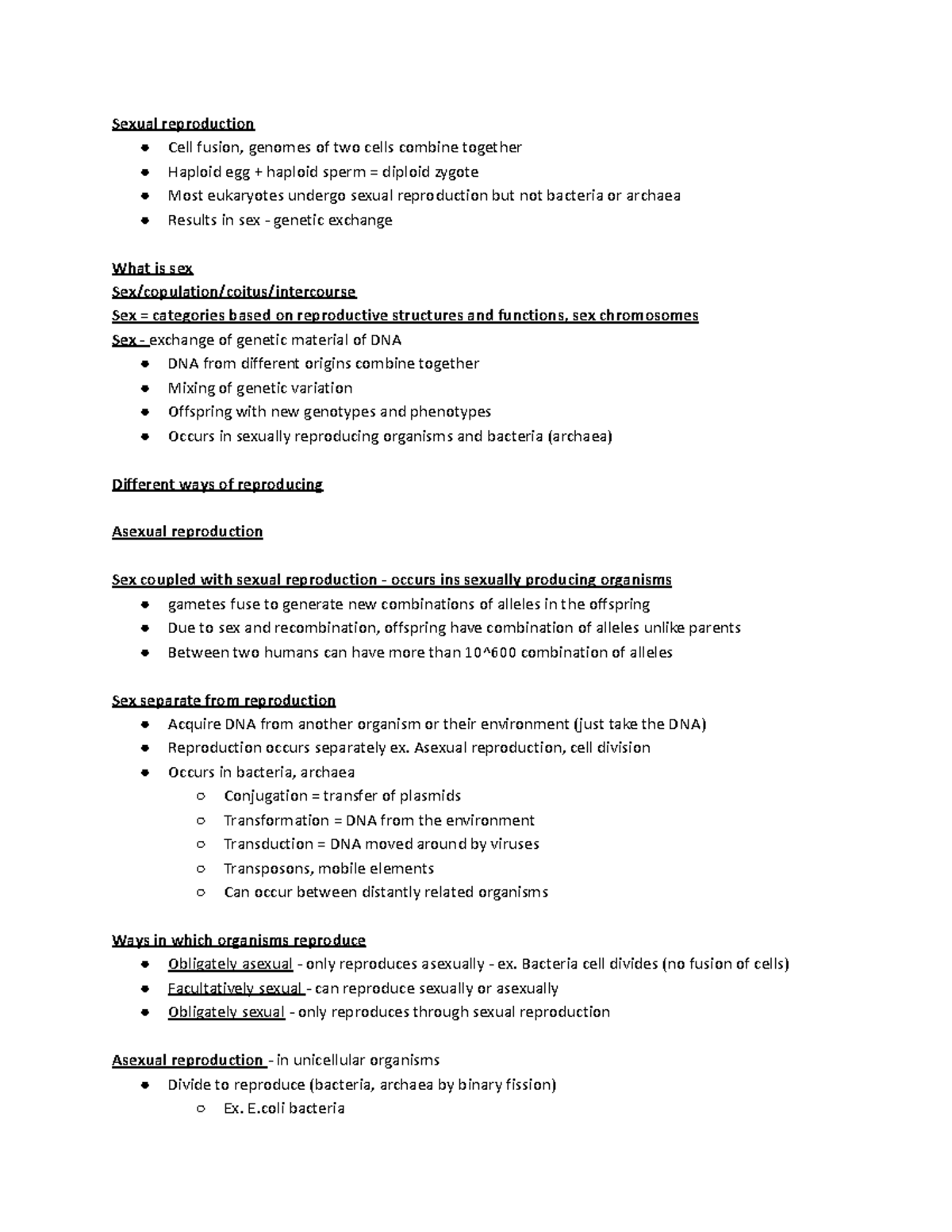 Biology Cycle 7 - Sexual Reproduction - Sexual reproduction Cell fusion ...