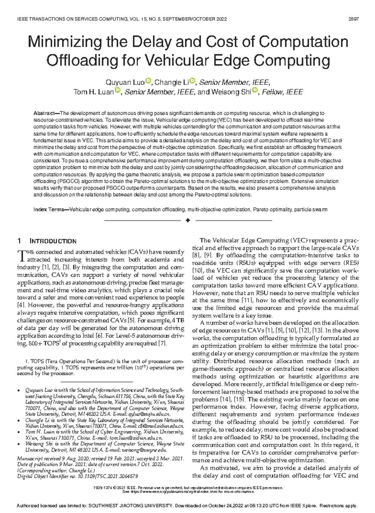 Luo21-Minimizing - Nothing - Minimizing the Delay and Cost of Computation Offloading for ...