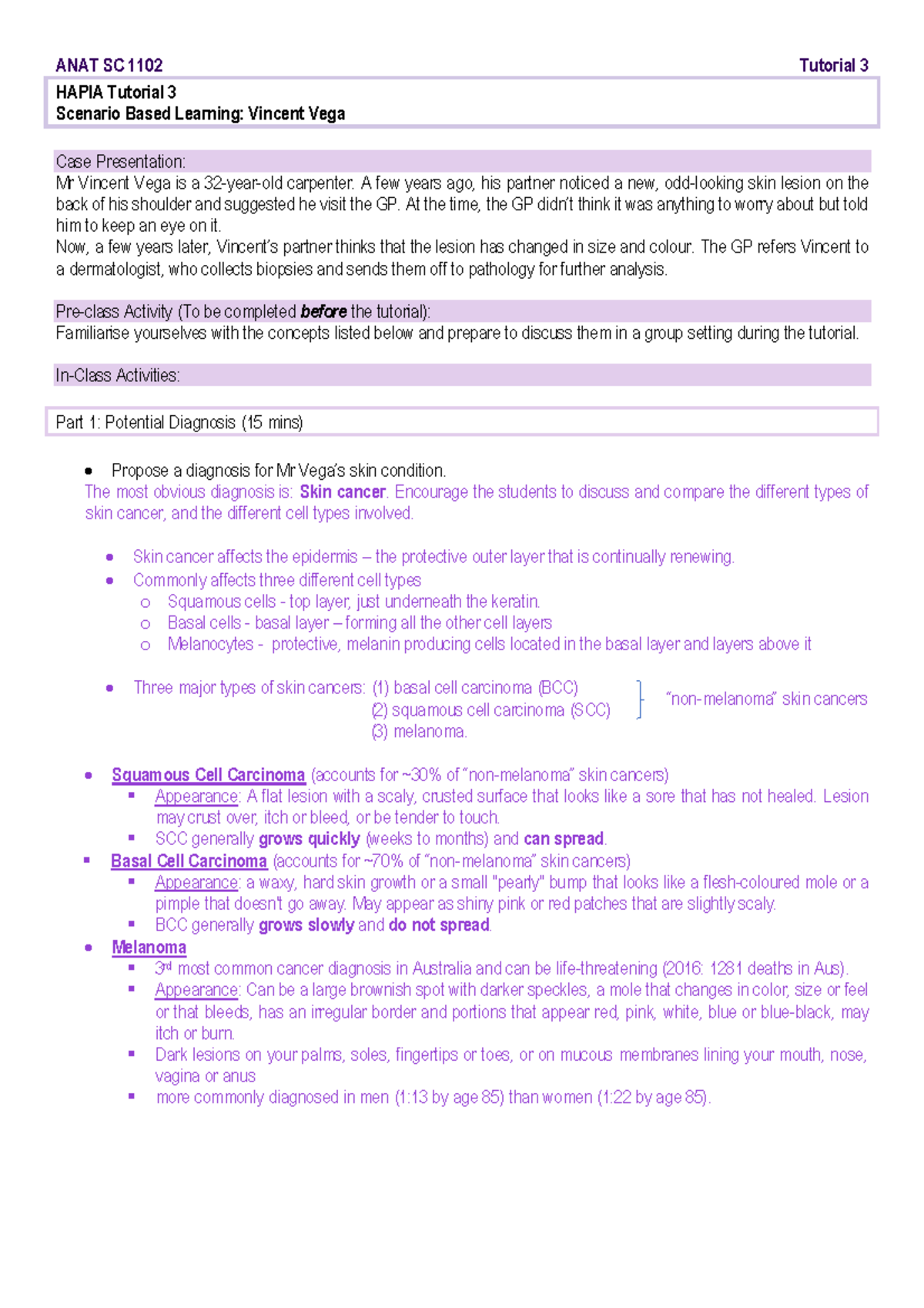 Hapia Tutorial 3 - Student Notes - Answers - HAPIA Tutorial 3 Scenario ...