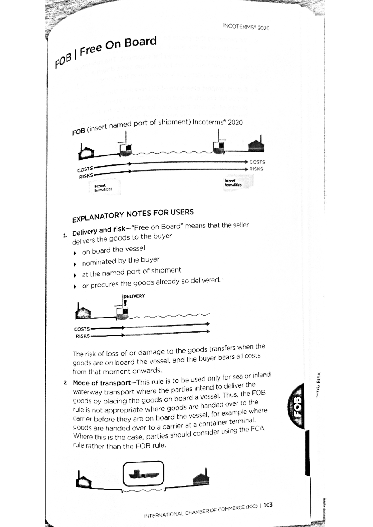 FOB - Incoterms 2020 - Law of International Trade and Finance 2 - Studocu