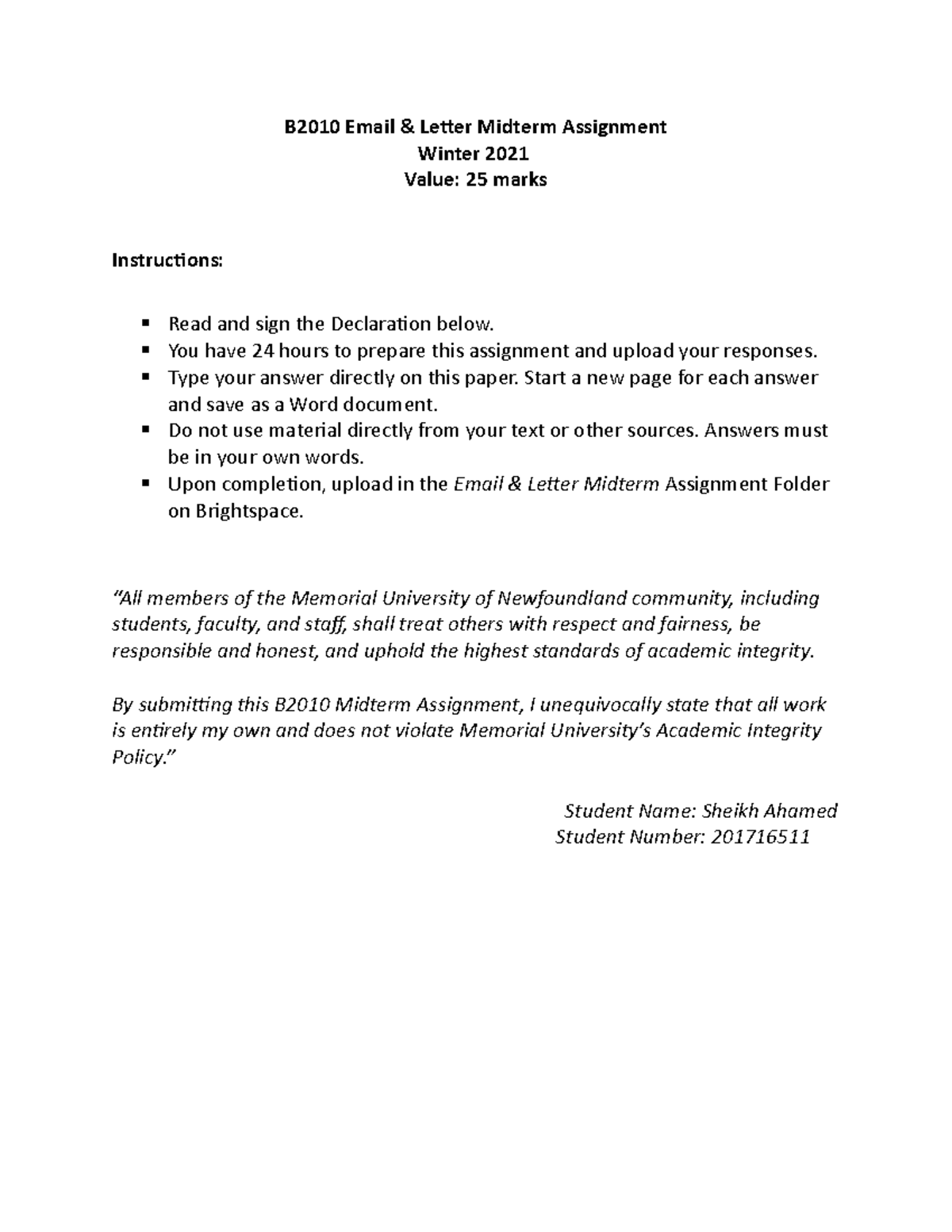 Midterm Take-Home Assignment Winter 2021(submission) - B2010 Email ...