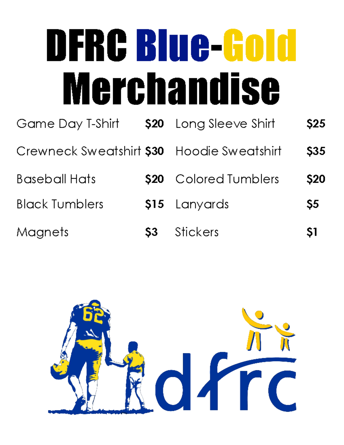Merchandise Price Sheet - 2024 - Middletown - Game Day T-Shirt $20 Long ...