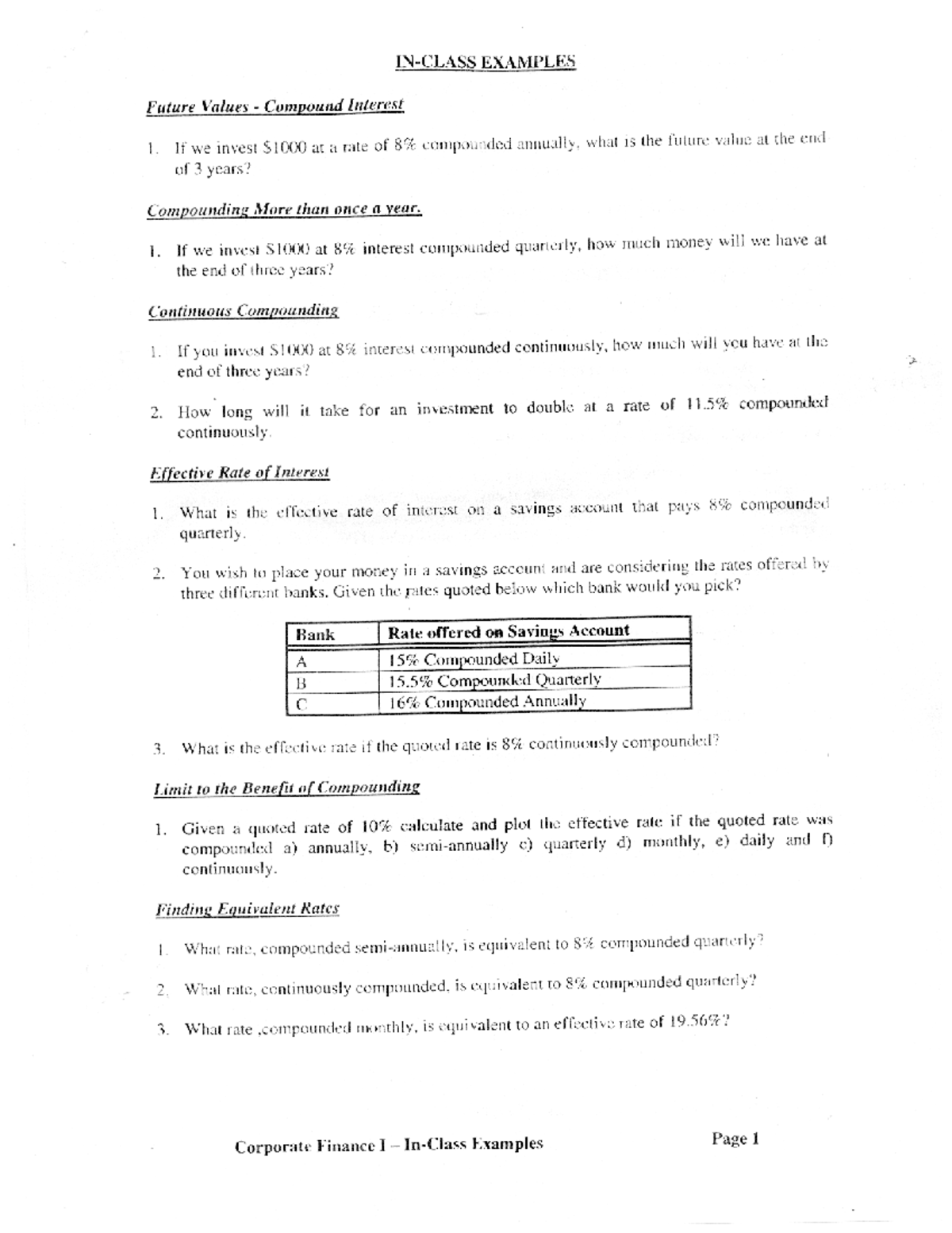 In-Class-Examples - PLEASE - FNCE 2P91 - Studocu