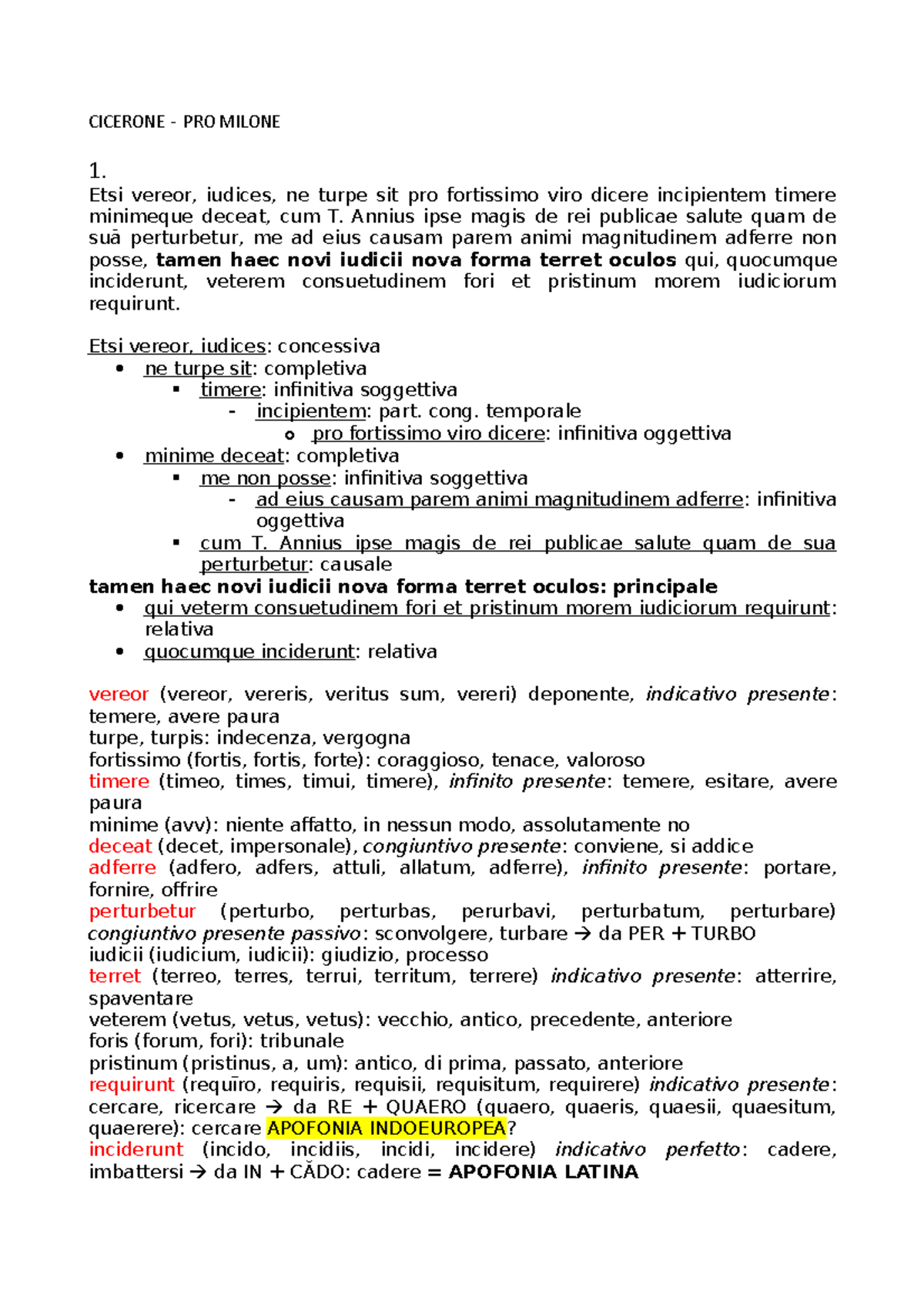 Cicerone - Pro Milone - Analisi e traduzione completa del testo ...