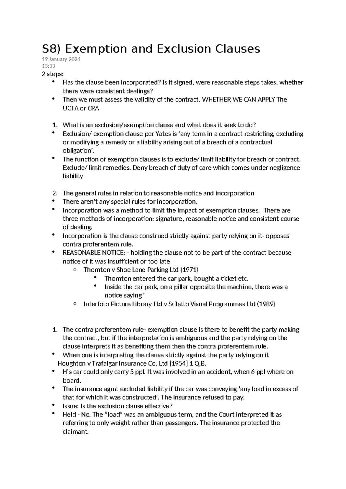 S8) Exemption and Exclusion Clauses - WHETHER WE CAN APPLY The UCTA or ...
