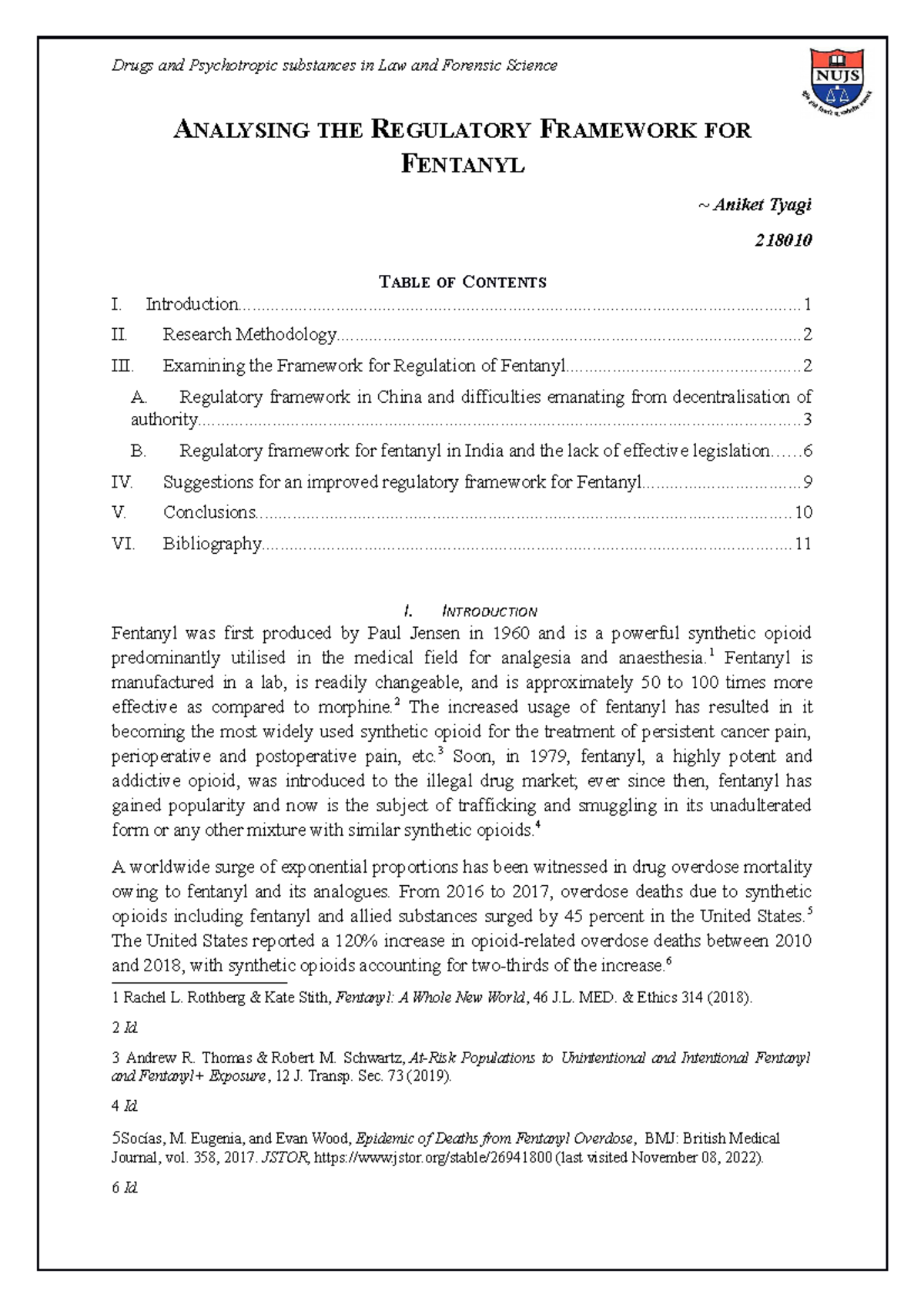 Analysing the regulatory framework for fentanyl - ANALYSING THE ...