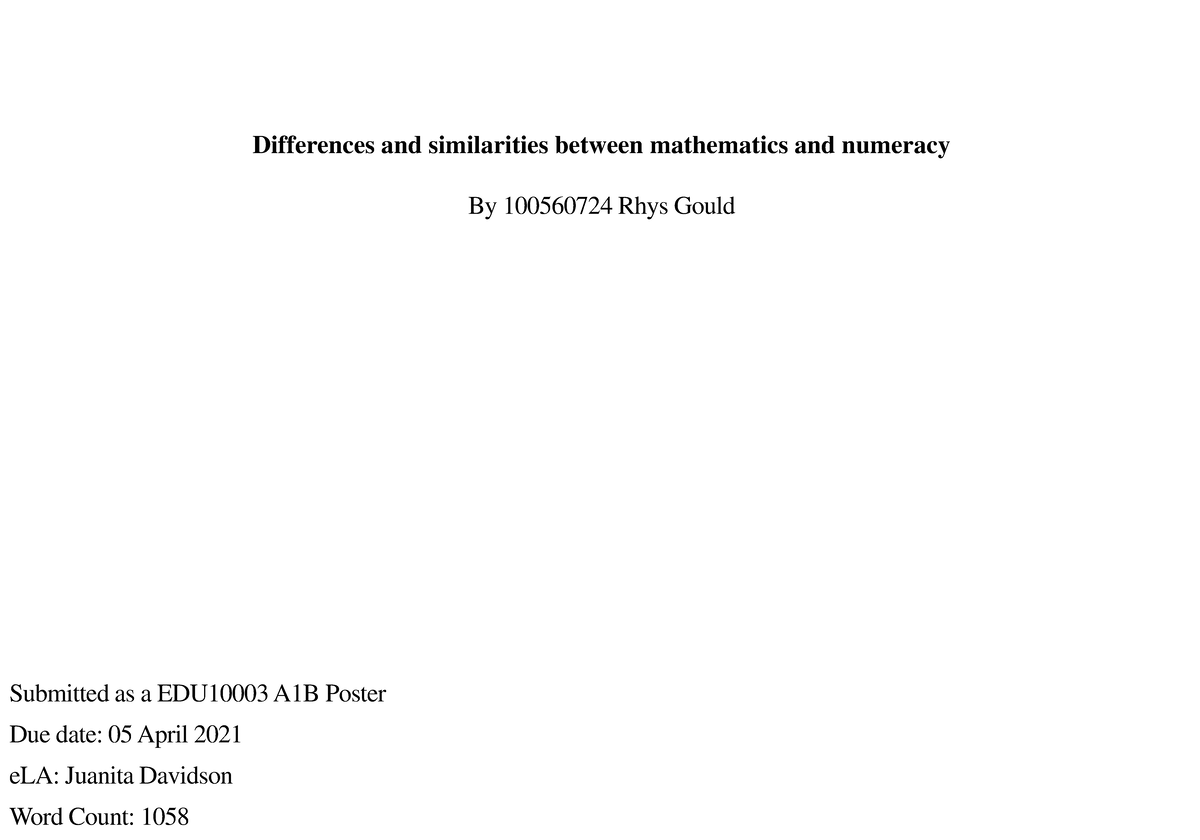 EDU10003 A1B A3 Poster - Differences and similarities between ...