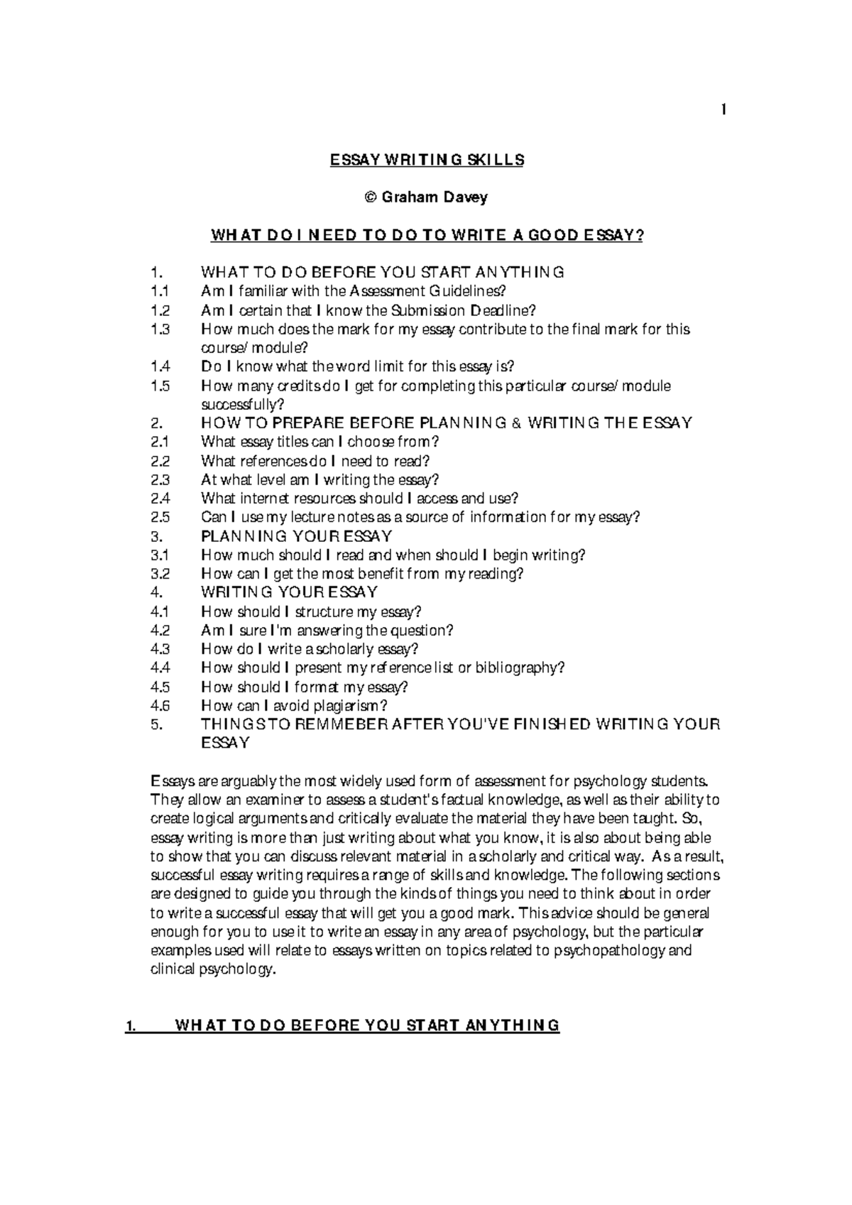 Essay Writing Skills For Psychology Students E SSAY WRITING SKILLS