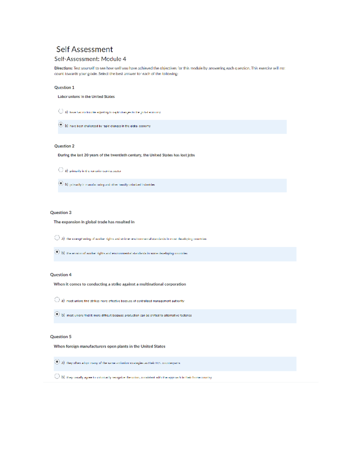 Self-Assessment Module 4 - HRMT201 - Studocu