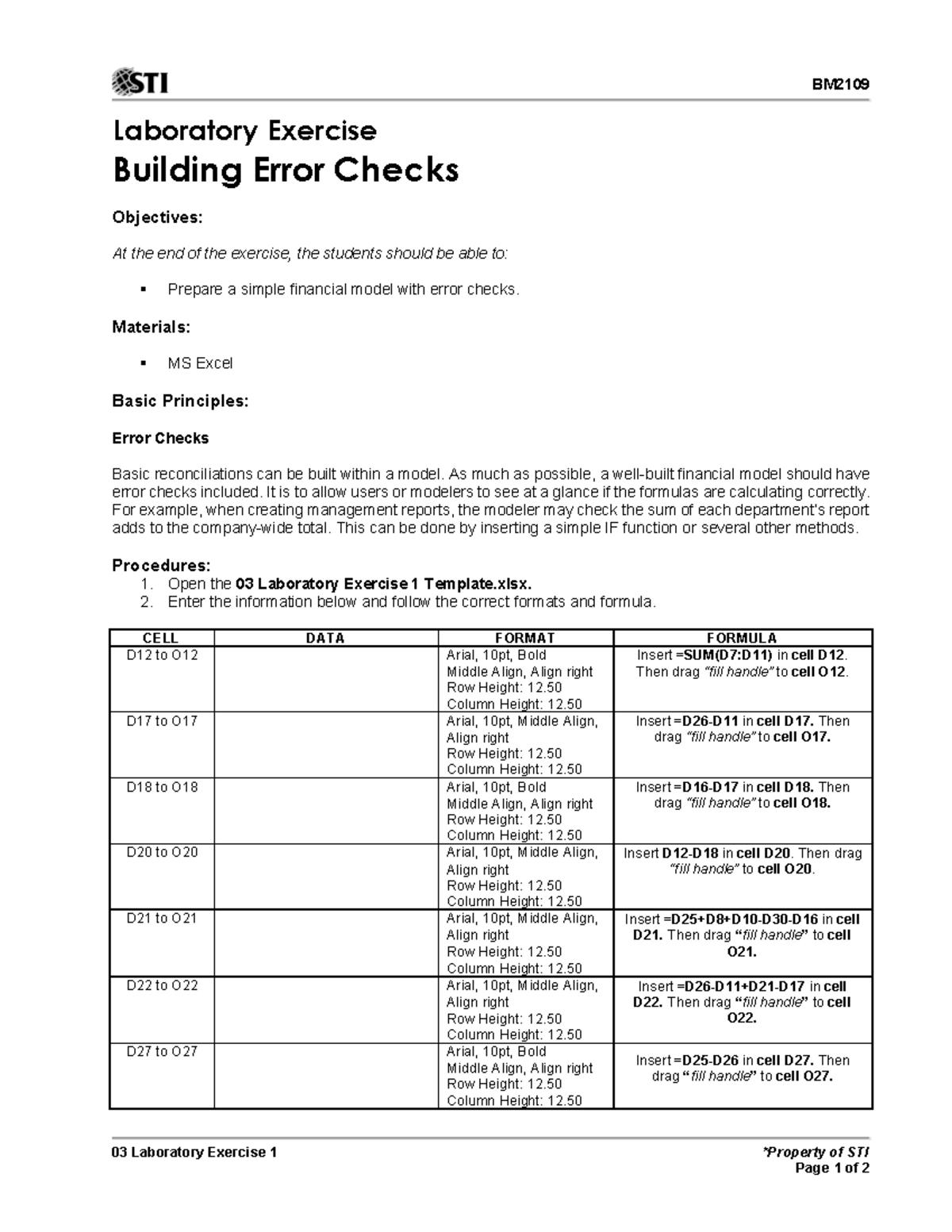 03 Laboratory Exercise 12 - BM 03 Laboratory Exercise 1 *Property of ...