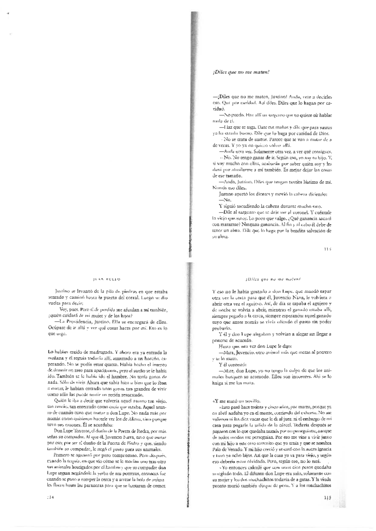 Juan Rulfo, ¡Diles que no me maten y No oyes ladrar los perros - que no ...