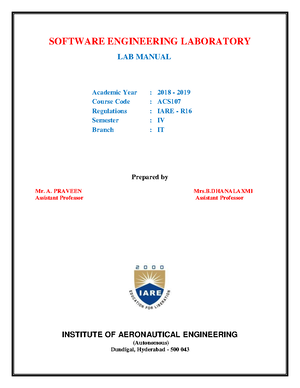 SE Lab Manual - SOFTWARE ENGINEERING LAB MANUAL DEPARTMENT OF COMPUTER ...