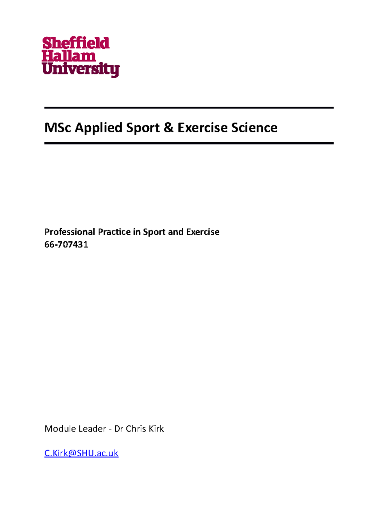 66-707431 Professional Practice Module Handbook 2223 - MSc Applied ...