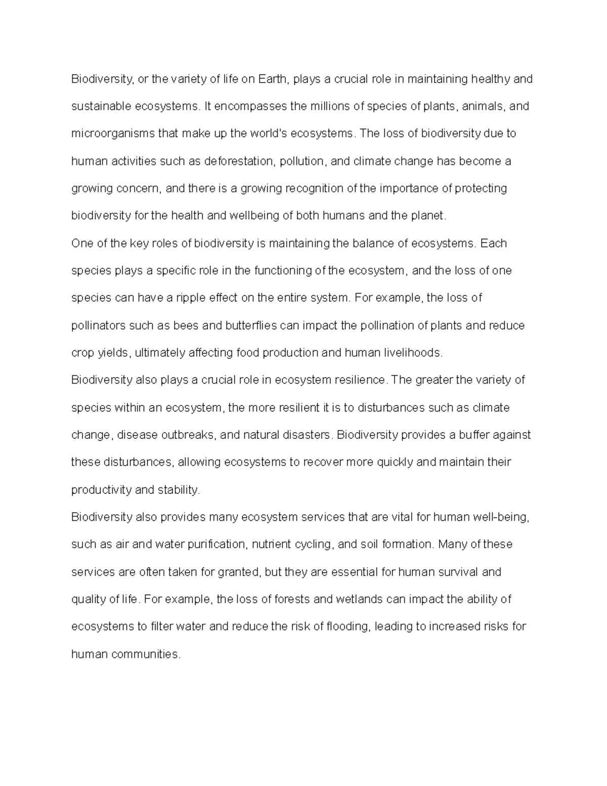 The importance of biodiversity - Biodiversity, or the variety of life ...