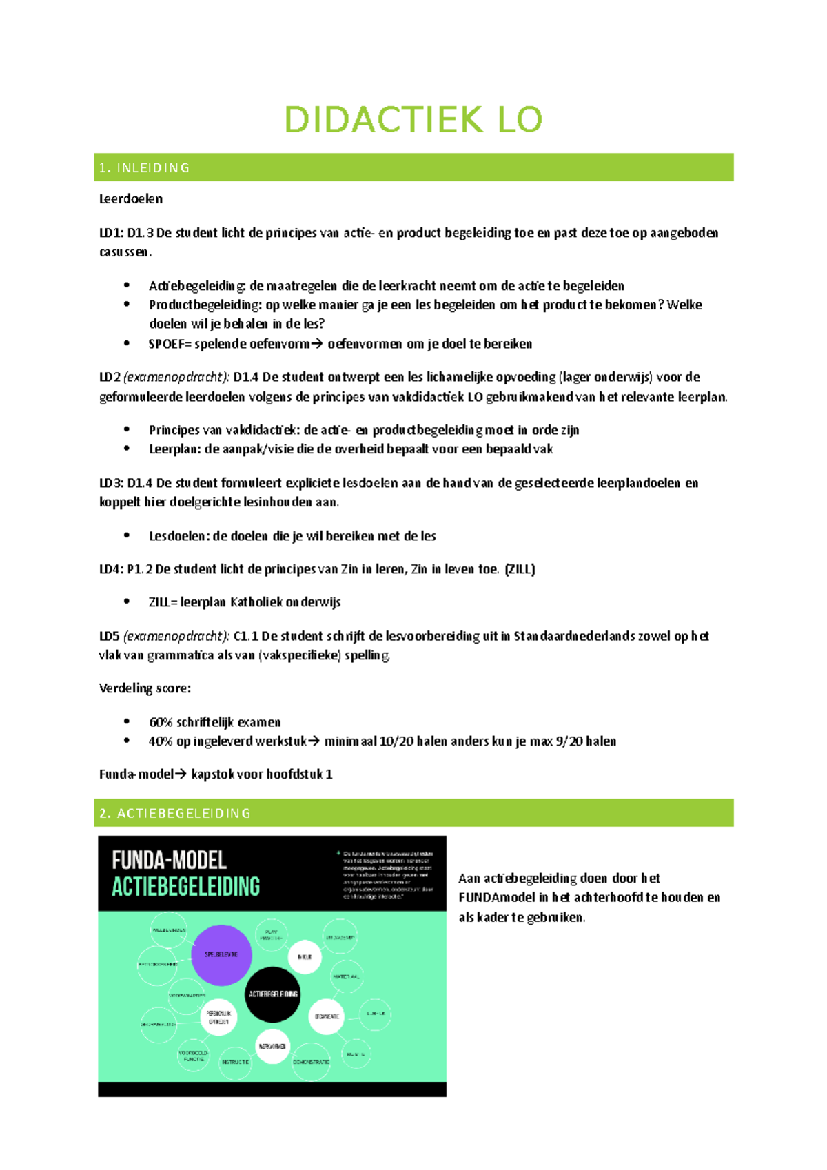 Didactiek LO - DIDACTIEK LO 1. INLEIDING Leerdoelen LD1: D1 De student ...