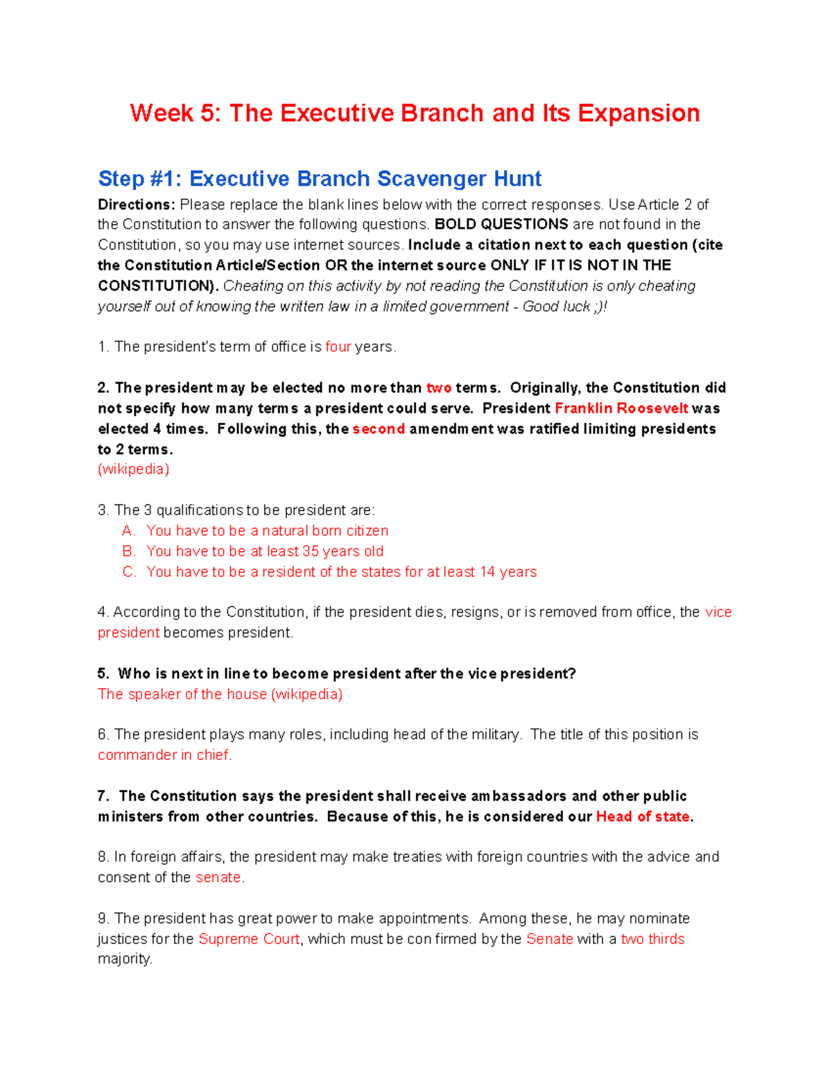 The Executive Branch and Its Expansion (Part I) - Week 5: The Executive ...
