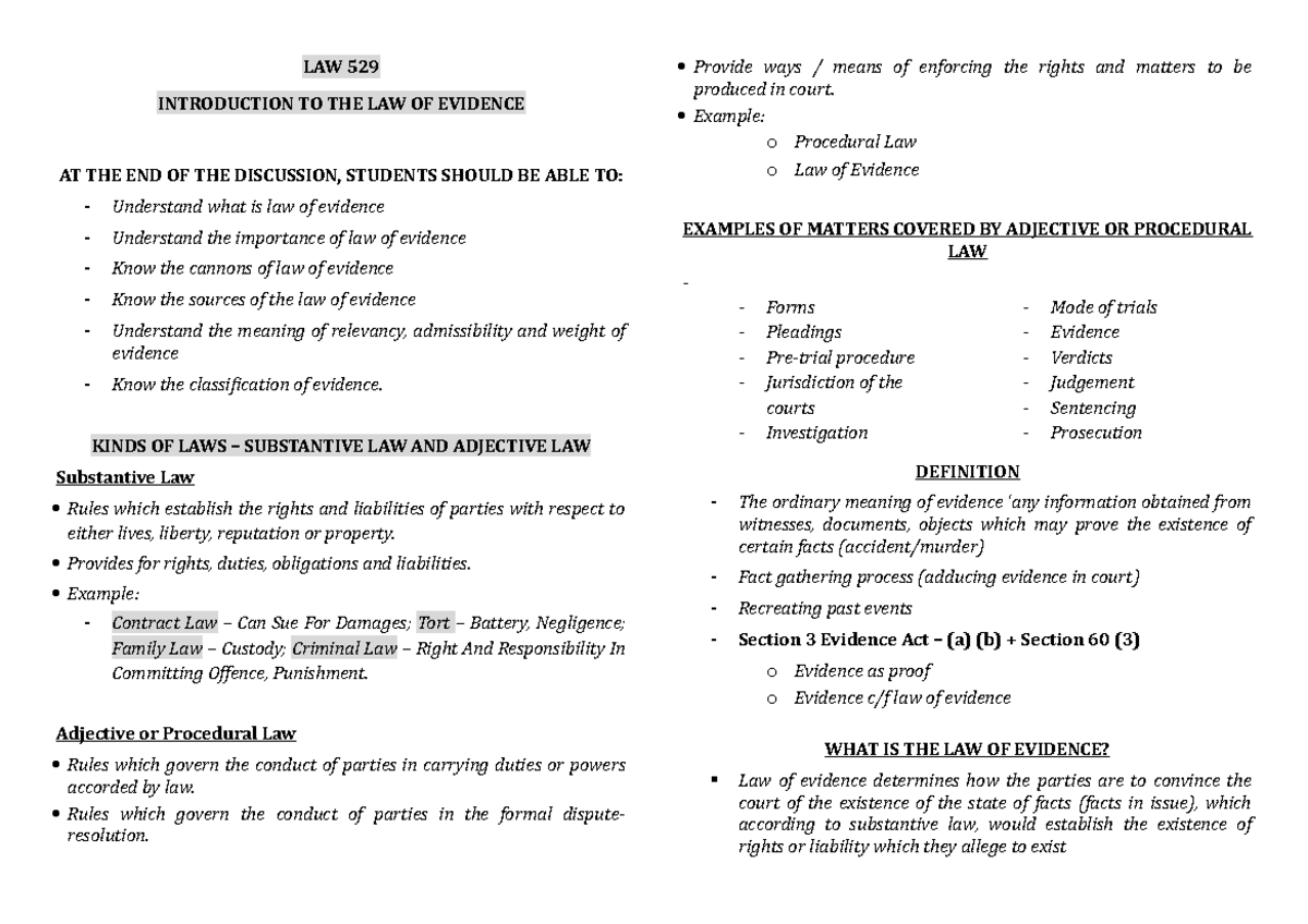Introduction - First Chapter - LAW 529 INTRODUCTION TO THE LAW OF ...
