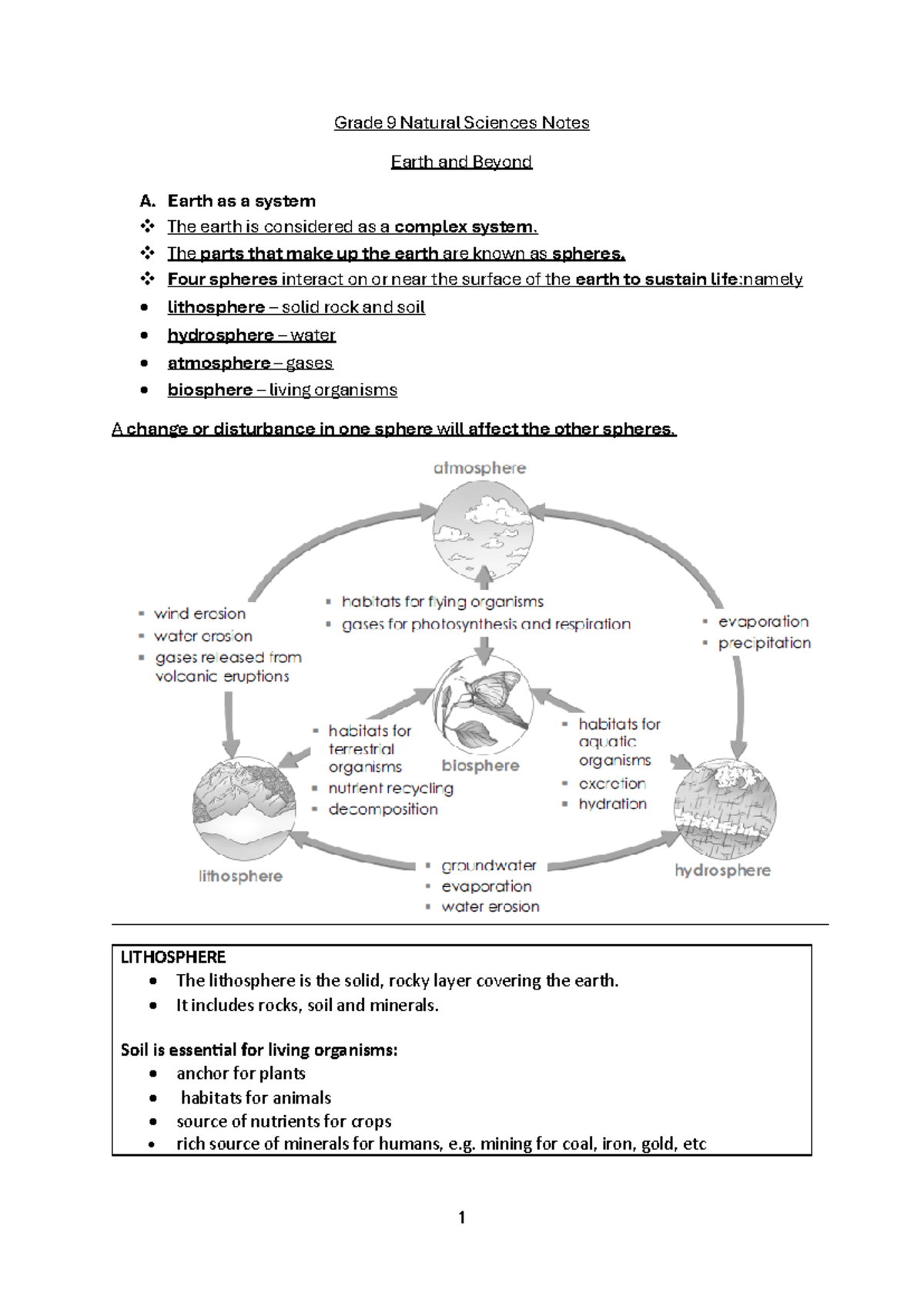 NS TERM 4 Notes( Earth & Beyond) - 1 Grade 9 Natural Sciences Notes ...