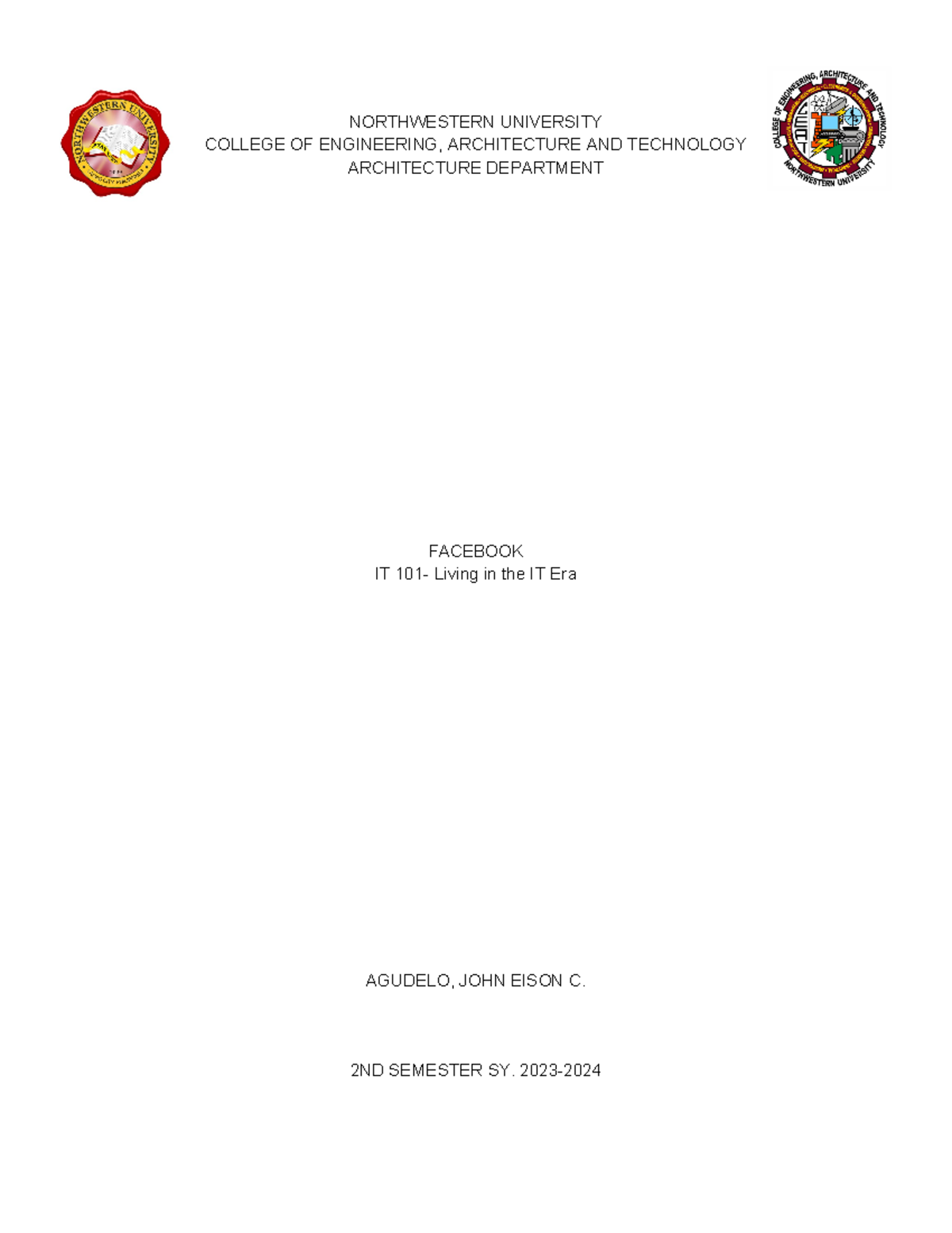 Activity 2 Report on Software agudelo,John Eison - NORTHWESTERN ...