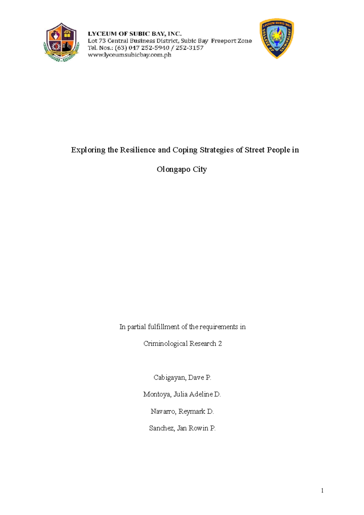 MAY5 Exploring the Resilience and Coping Strategies of Street People in ...