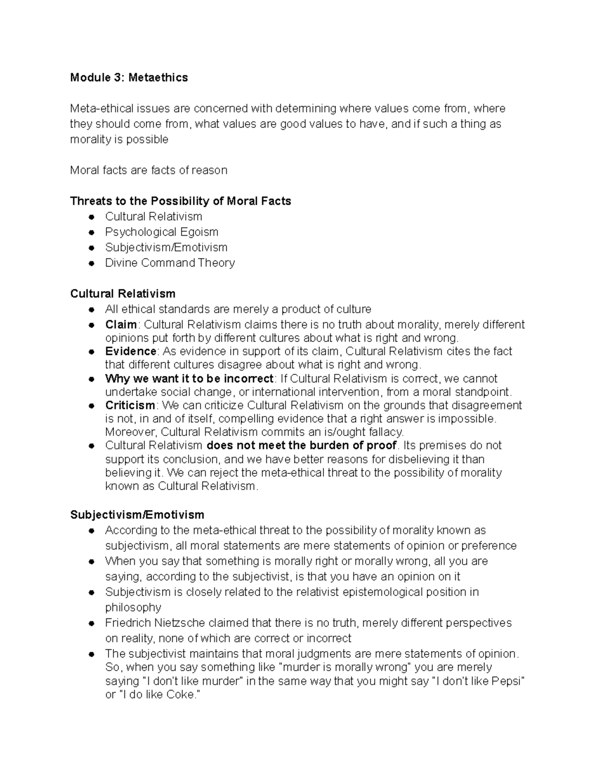 Metaethics Part 1 - Module 3: Metaethics Meta-ethical issues are ...