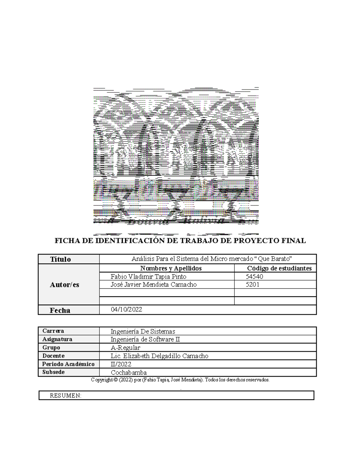 Analisis para el sistema de un Micromercado - FICHA DE IDENTIFICACIÓN ...