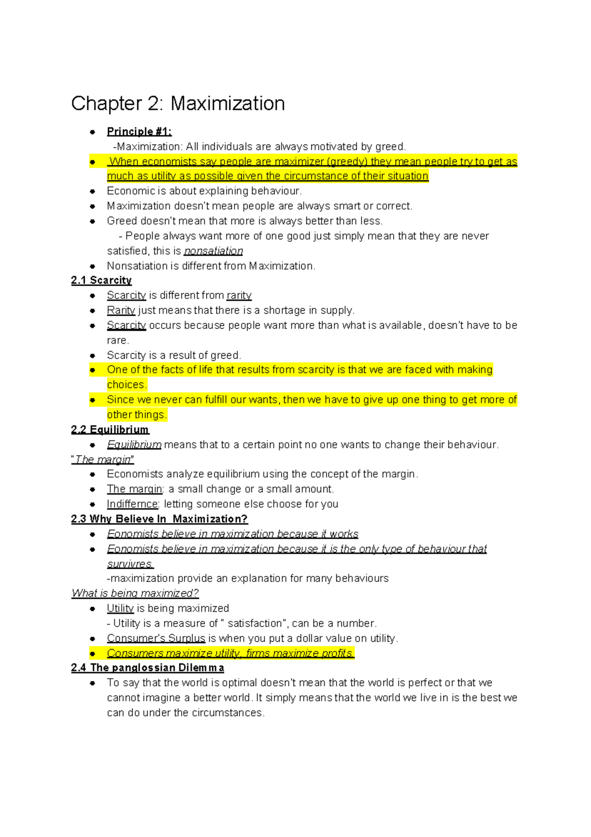 Chapter 2 Maximization - Chapter 2: Maximization Principle #1 ...