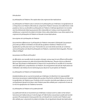 Philosophy of History note study - Introduction La philosophie de l ...
