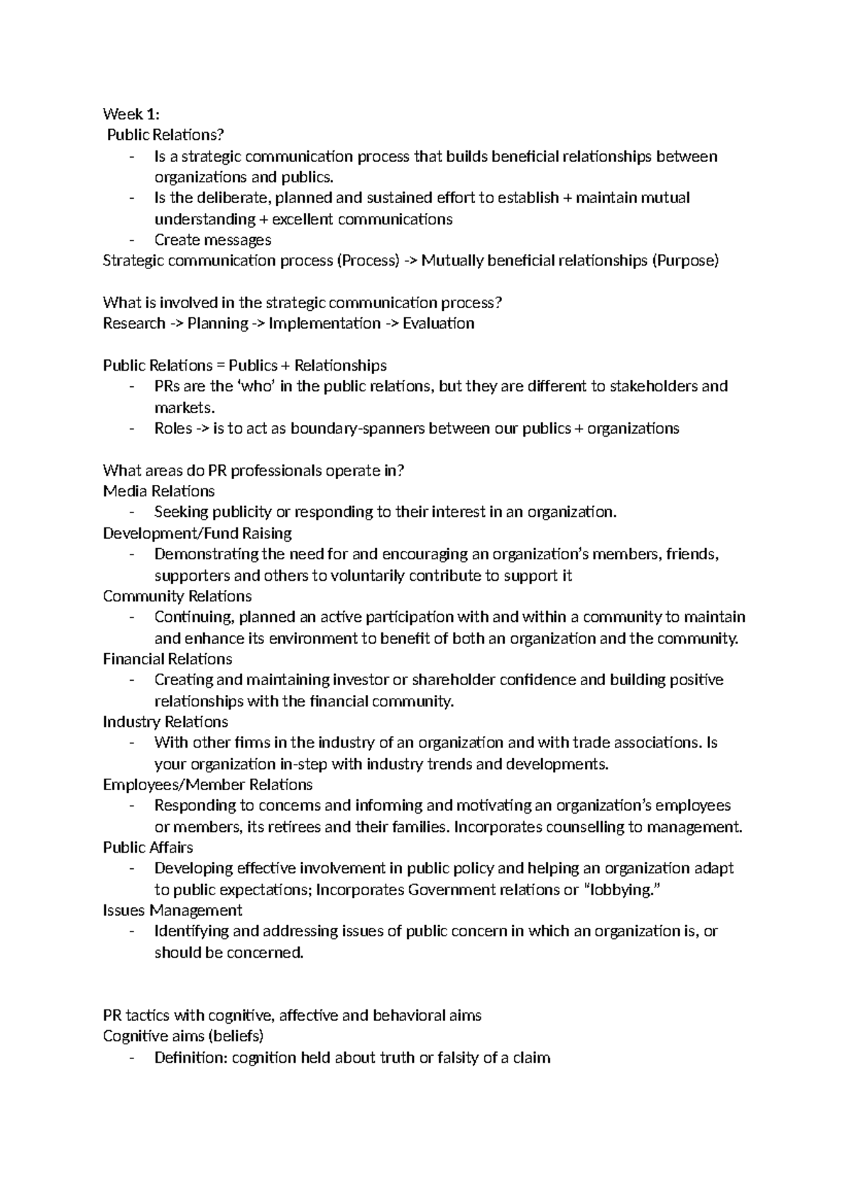 Business-Public Relations - Week 1: Public Relations? - Is a strategic ...