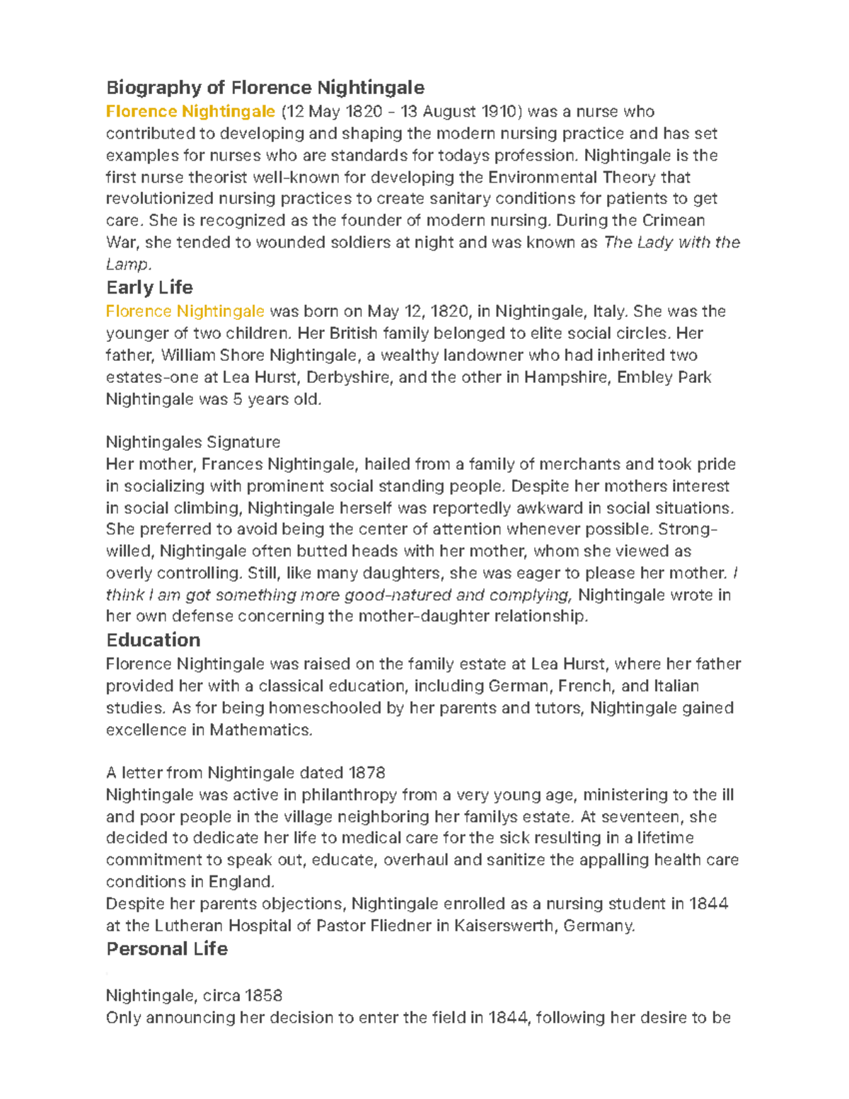 Biography of Florence Nightingale - Biography of Florence Nightingale ...