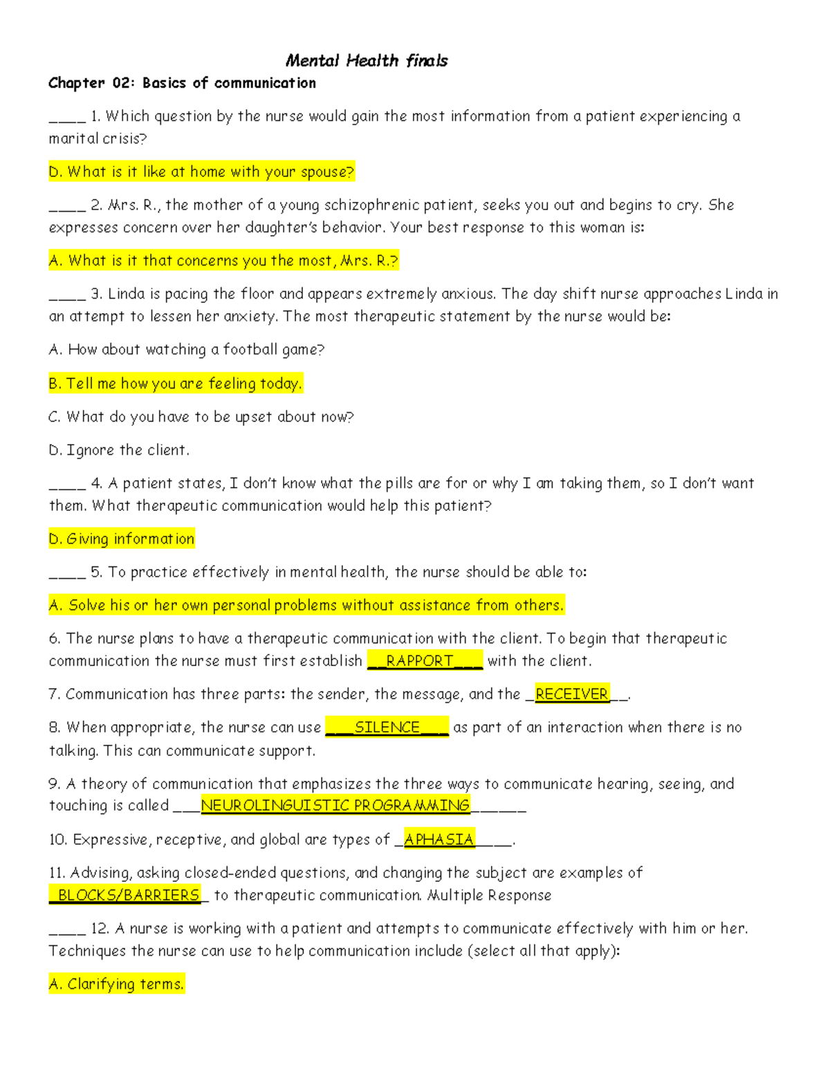 MH 19-22 - mental health chapters 19-22 - Chapter 02: Basics of ...