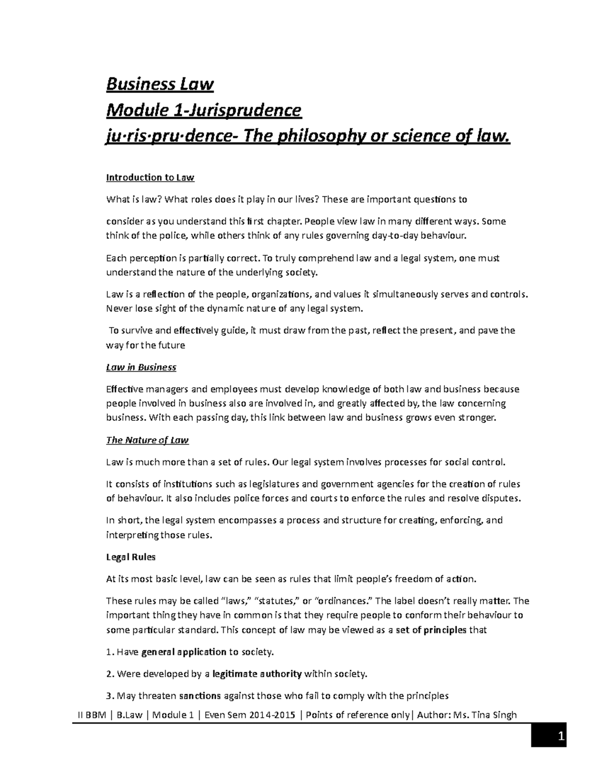 Module 1 Business Law detailed theory - II BBM | B | Module 1 | Even ...