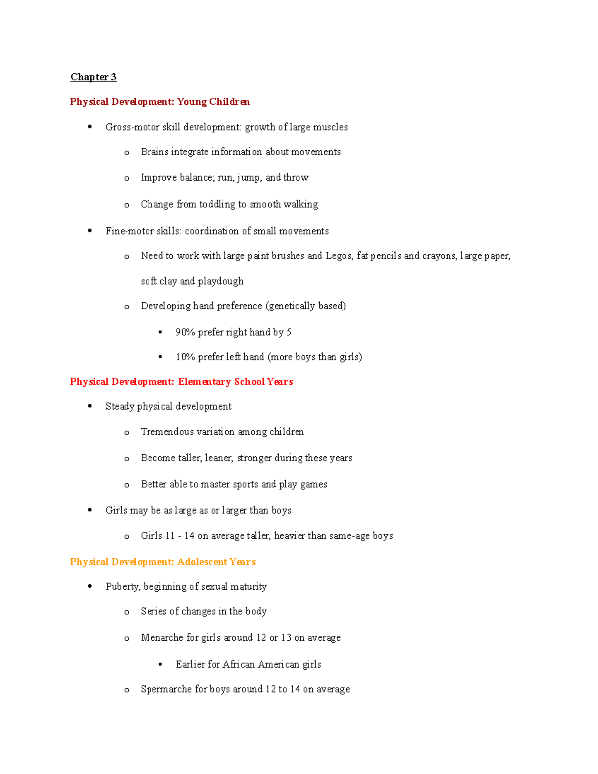 EDU 3303 3 - Notes - Chapter 3 Physical Development: Young Children ...