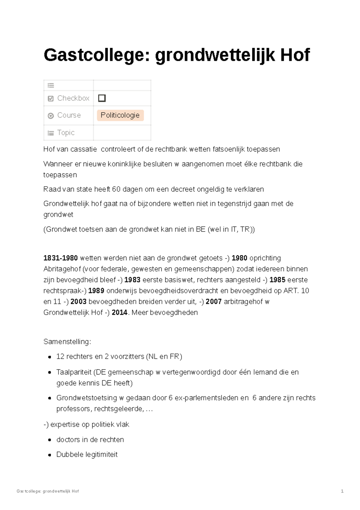 Gastcollege Luc Lavrysen (voorzitter grondwettelijk Hof) - Gastcollege ...