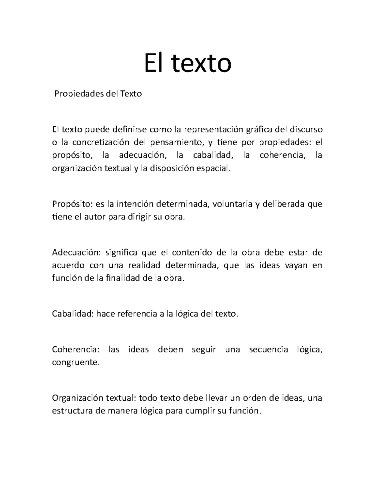 El texto - Apuntes 2 - El texto Propiedades del Texto El texto puede ...