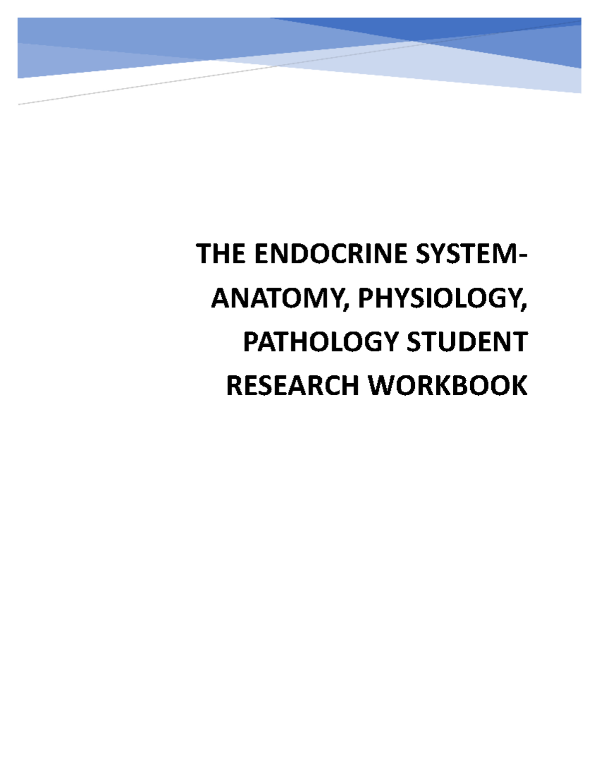 The Endocrine System Anatomy Physiology Pathology Student Research ...