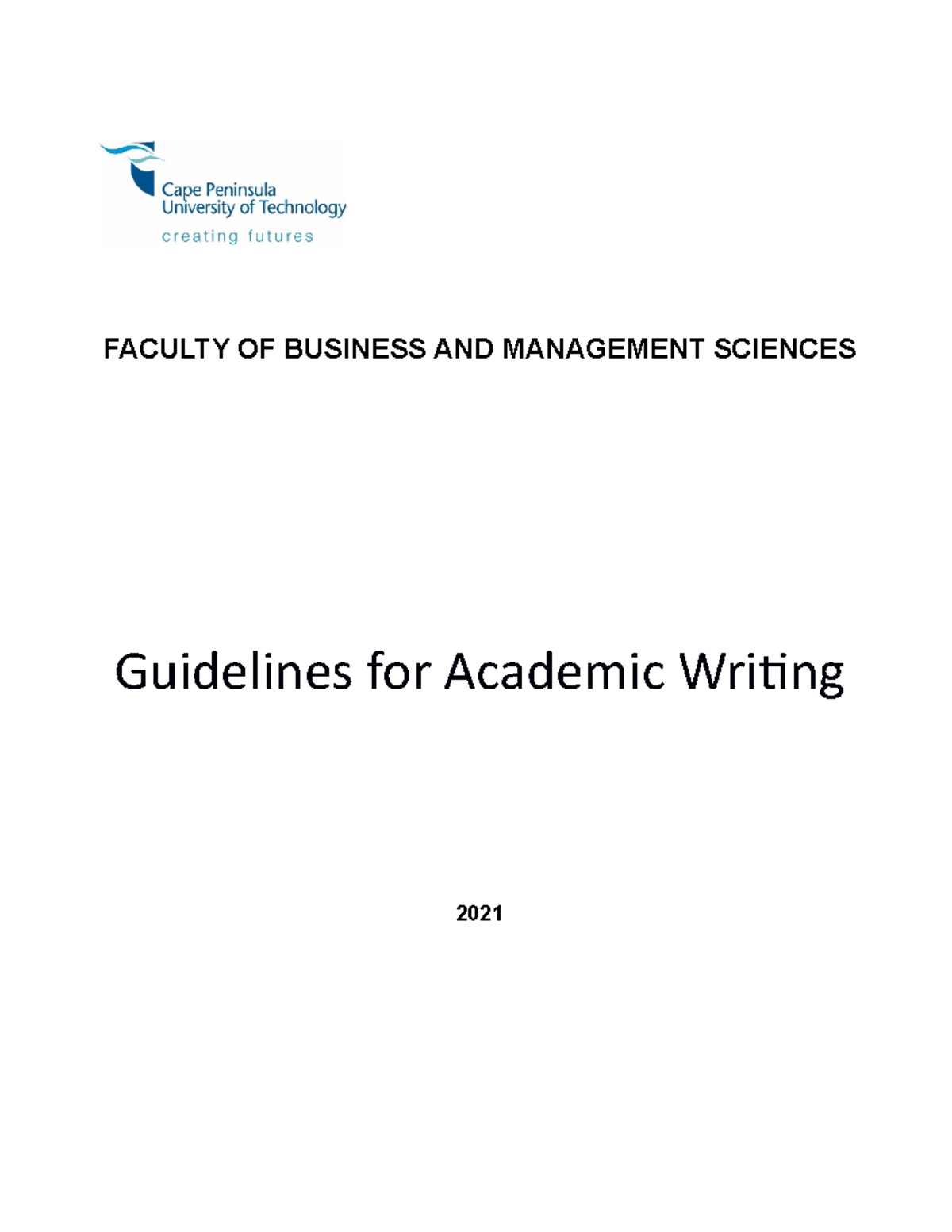 Academic Writing Guide Updated 12 March 2021 - FACULTY OF BUSINESS AND ...