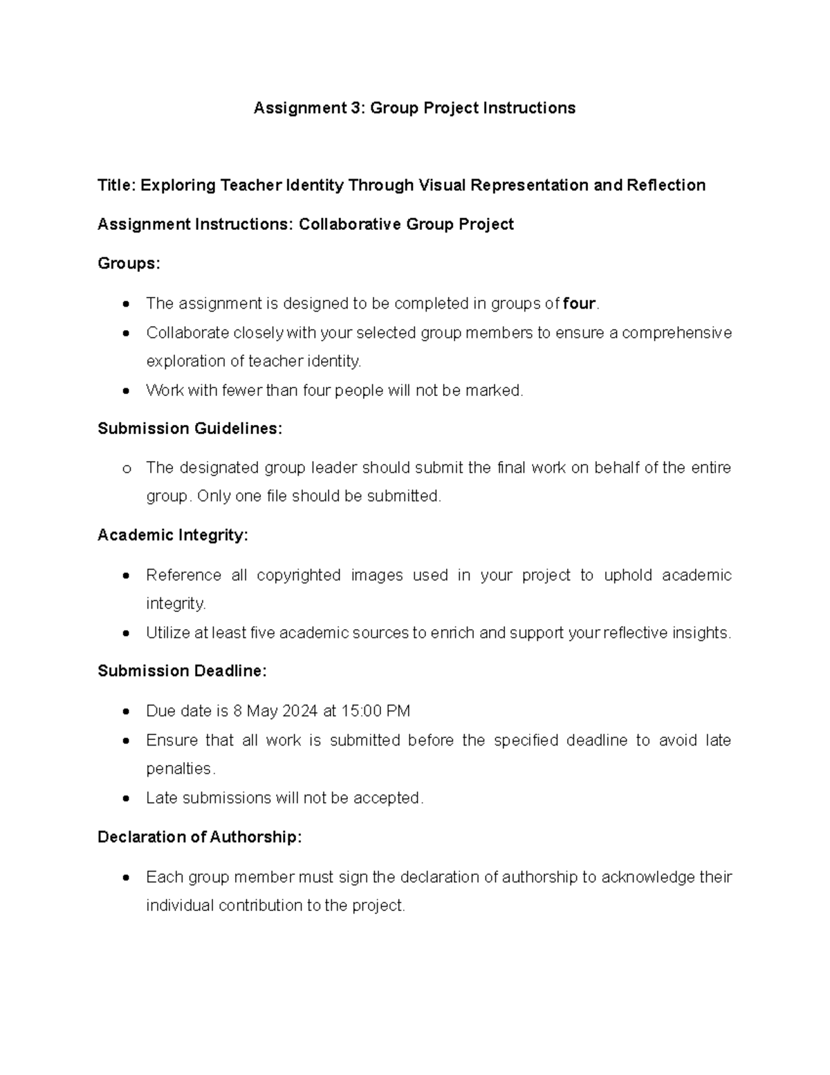 Instructions - tgjhkjoklbgcf - Assignment 3: Group Project Instructions ...