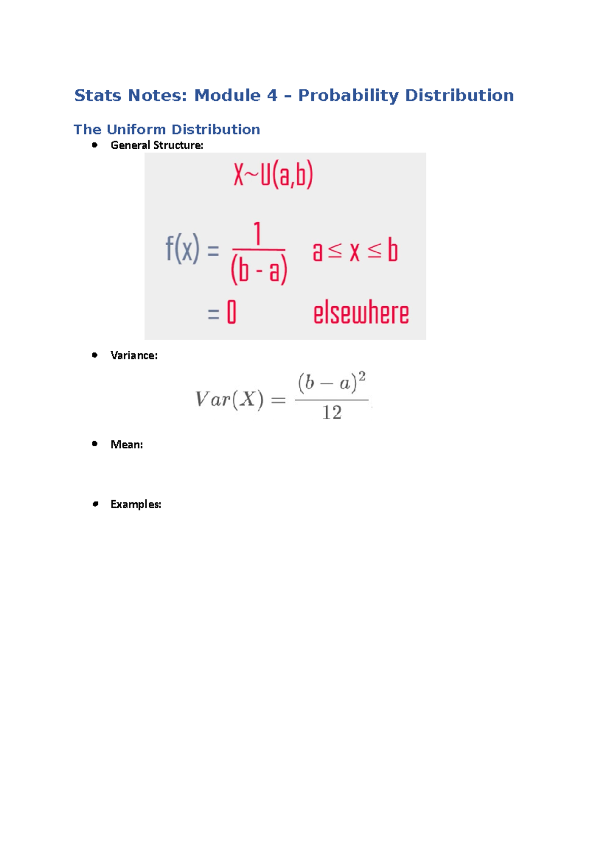Stats Notes - Module 4[86] - Stats Notes: Module 4 – Probability ...