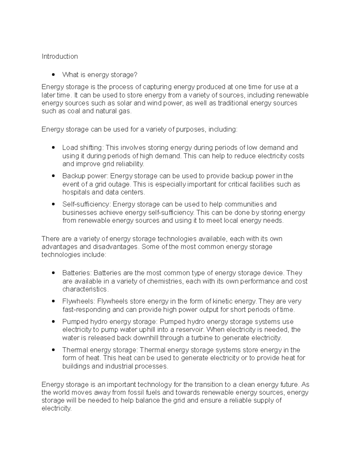 Introduction - eNERgy - Introduction What is energy storage? Energy ...