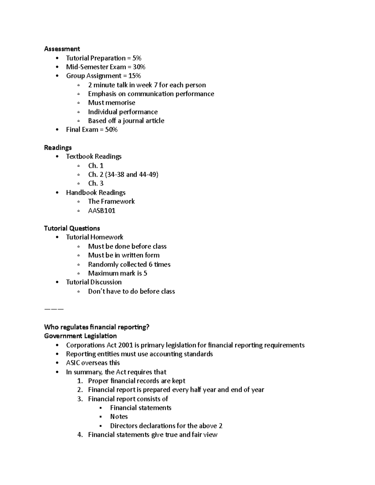 ACCT2011 Lecture 1 - Conceptual Framework - Assessment - Tutorial ...