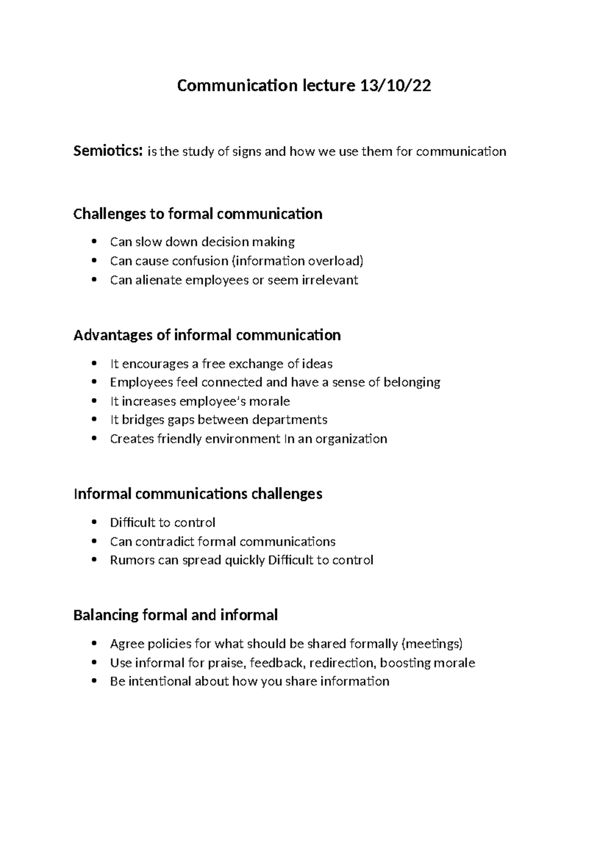 Communication Lecture 13 Oct - Communication lecture 13/10/ Semiotics: is the study of signs and ...