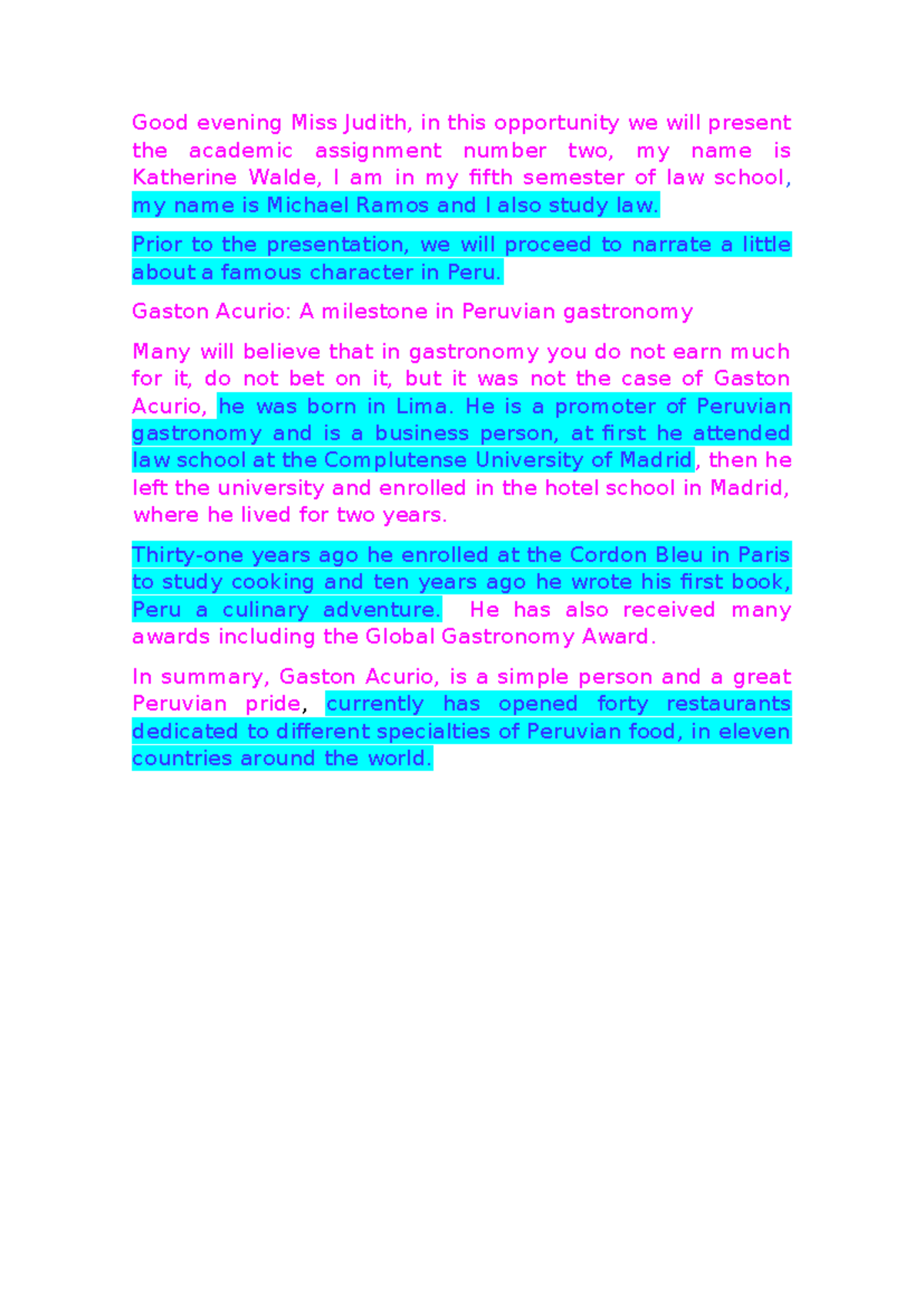 Week 9 ingles - Good evening Miss Judith, in this opportunity we will ...